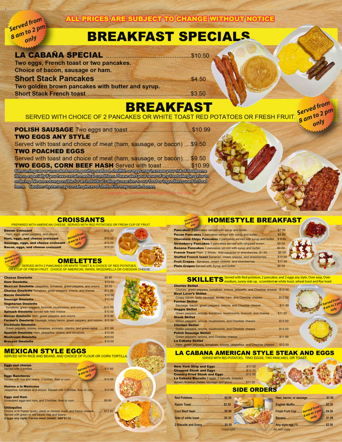 Menu – Breakfast - La Cabana