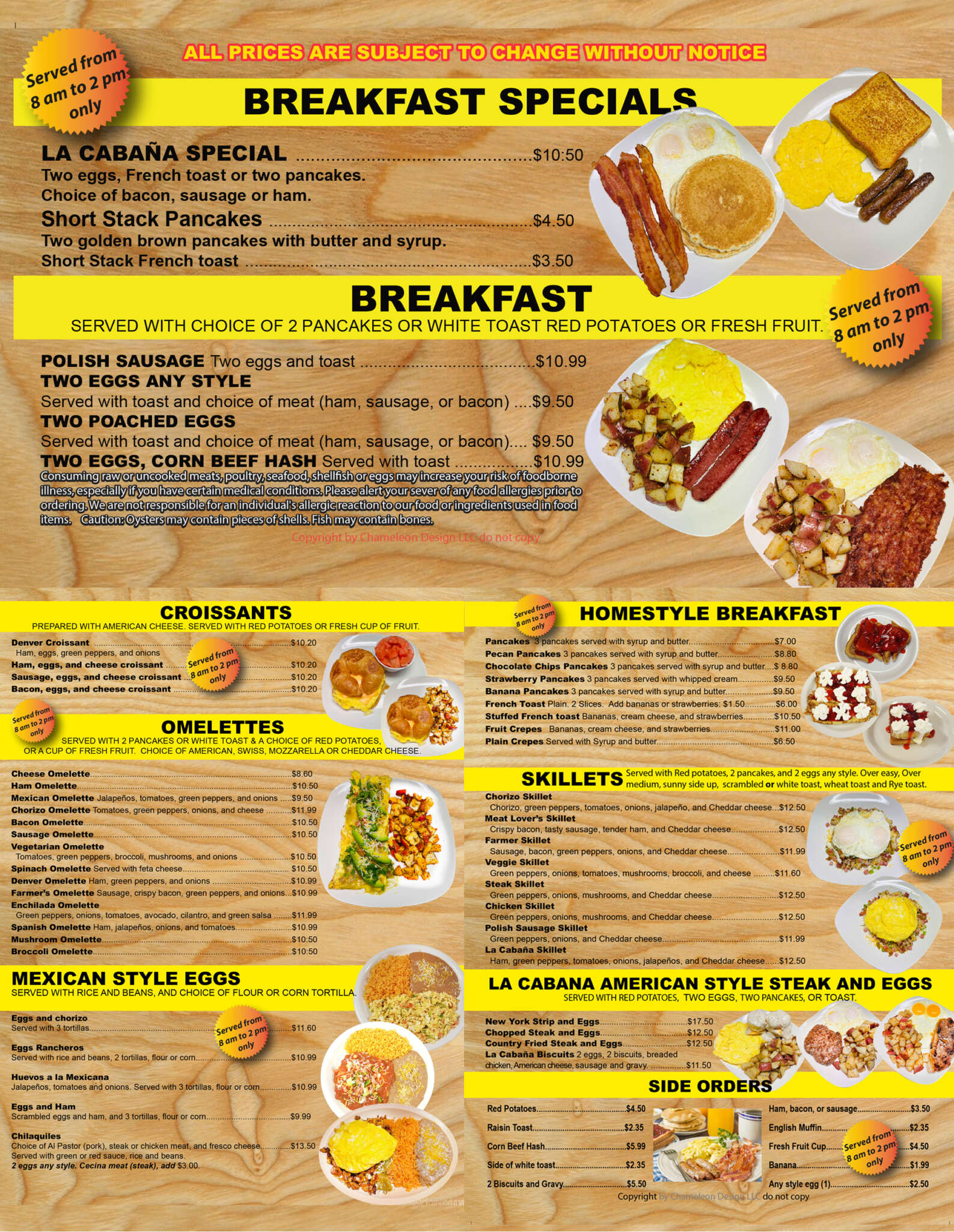 Menu – Breakfast - La Cabana